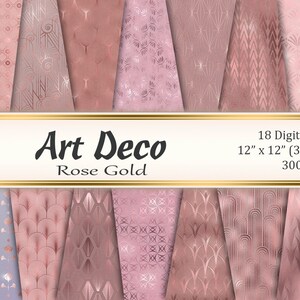 Digital Paper Pack ART DECO Rose Gold,digital Texture Background ...