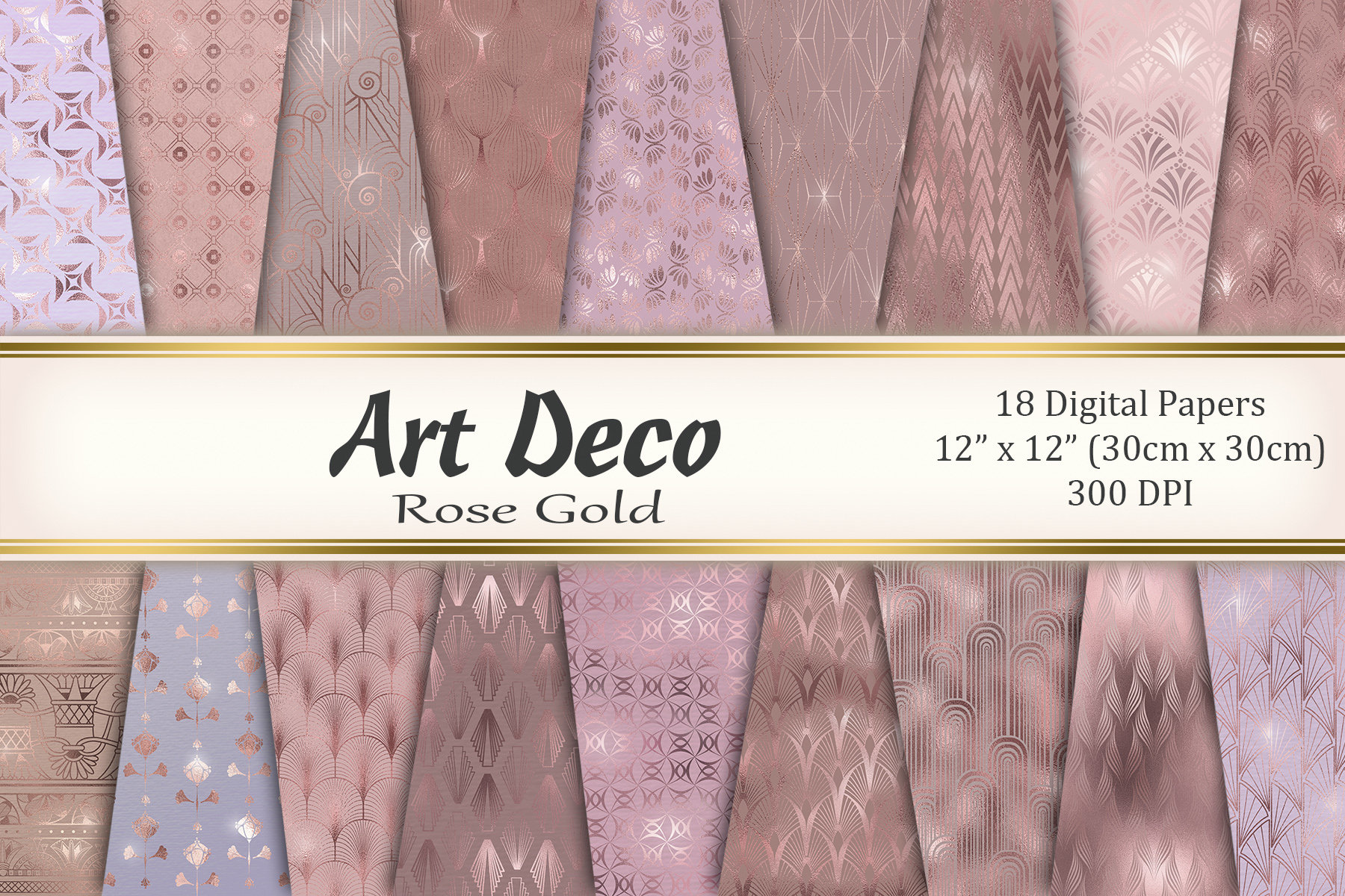 Digital Paper Pack ART DECO Rose Gold,digital Texture Background ...