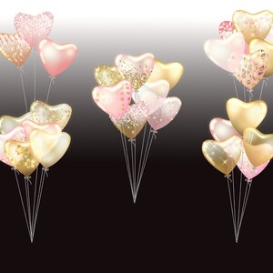 Digital BLUSH&GOLD Heart BALLONS Clipart,pink Glitter Ballons,confeti ...