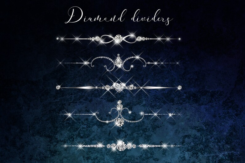Diamond Dividers Clipart,luxury Bling Wedding Clip Art,diamond Clip Art ...