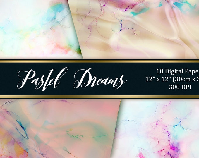 Digital Paper Pack PASTEL Dreams,pastel Alcohol Ink Background,alcohol ...