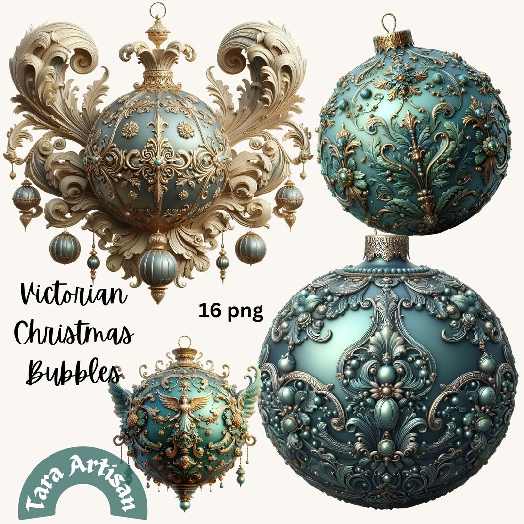 VICTORIAN CHRISTMAS BUBBLES Clipart,christmas Balls Ornaments Clipart ...