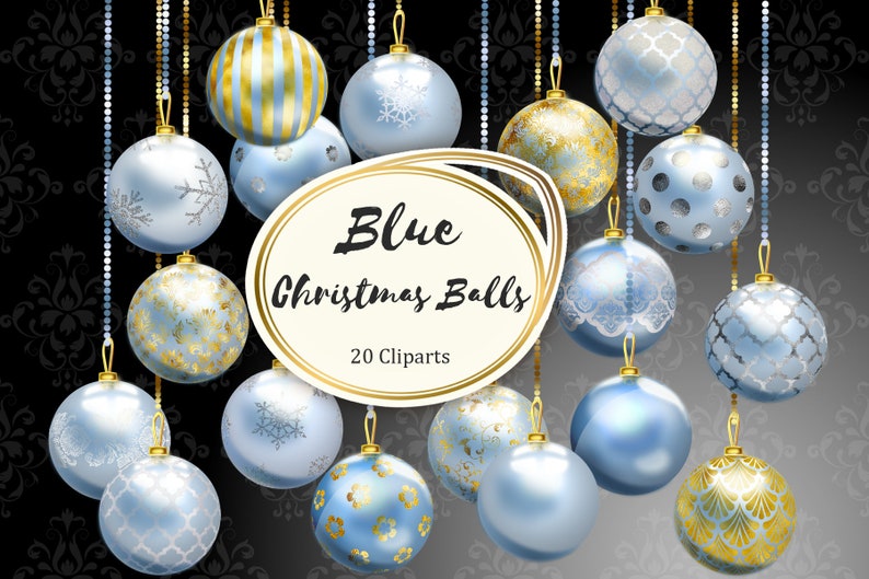 BLUE CHRISTMAS BALLS Clipart,christmas Baubles Clipart,christmas ...