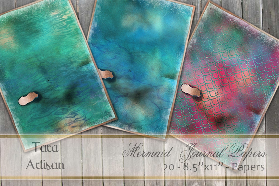 MERMAID PAPER Packvintage Journal Paperfantasy Paper - Etsy