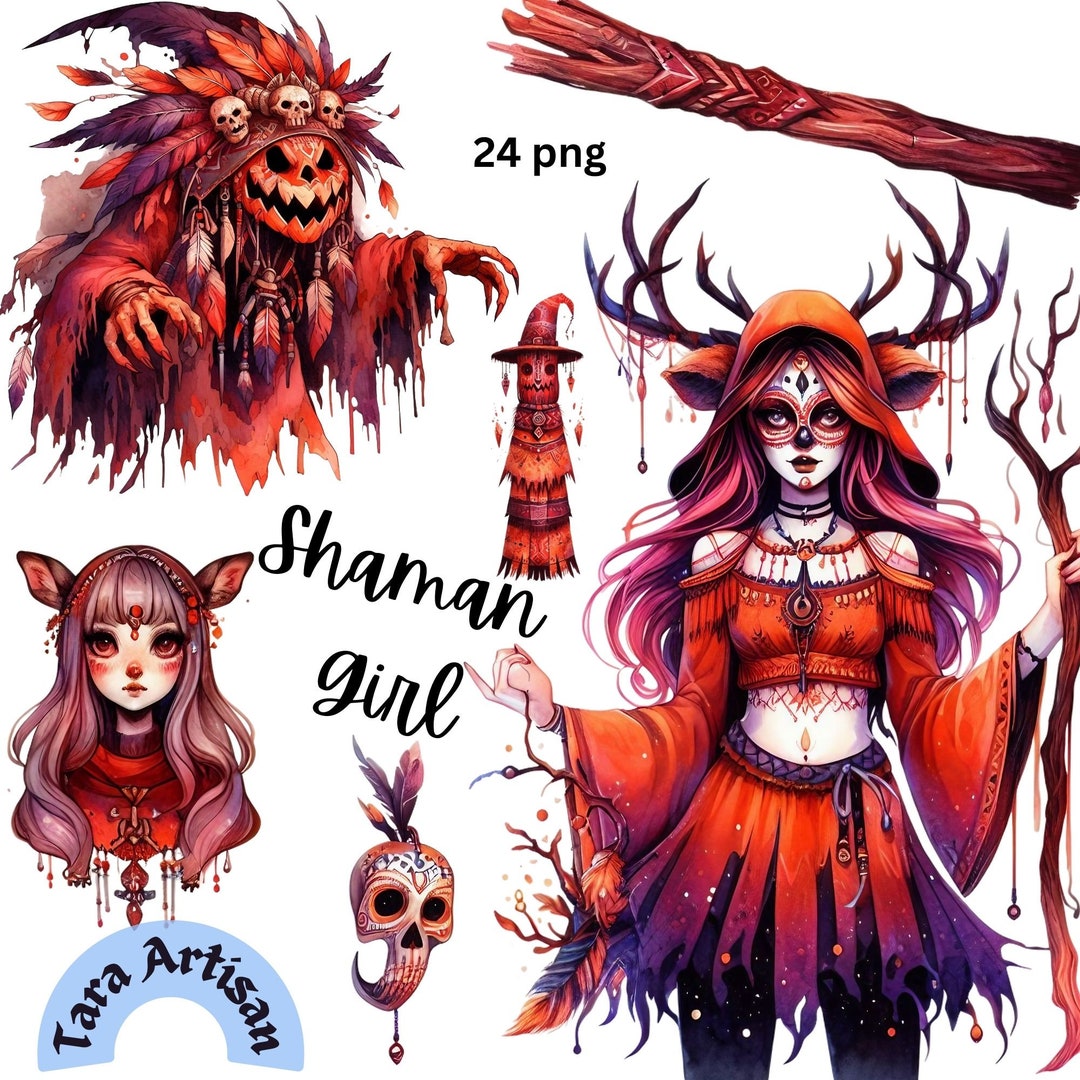 SHAMAN GIRL Clipart,shaman Girl,pagan Girl Clipart,woodoo Dolls,shaman ...