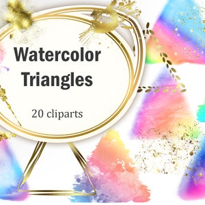 Digital WATERCOLOR Triangles,rainbow Ombre Watercolor Paint Brush ...
