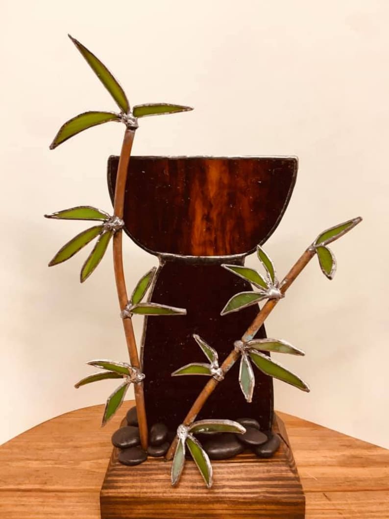 3D Stained Glass Latte Stone With Bamboo | Etsy