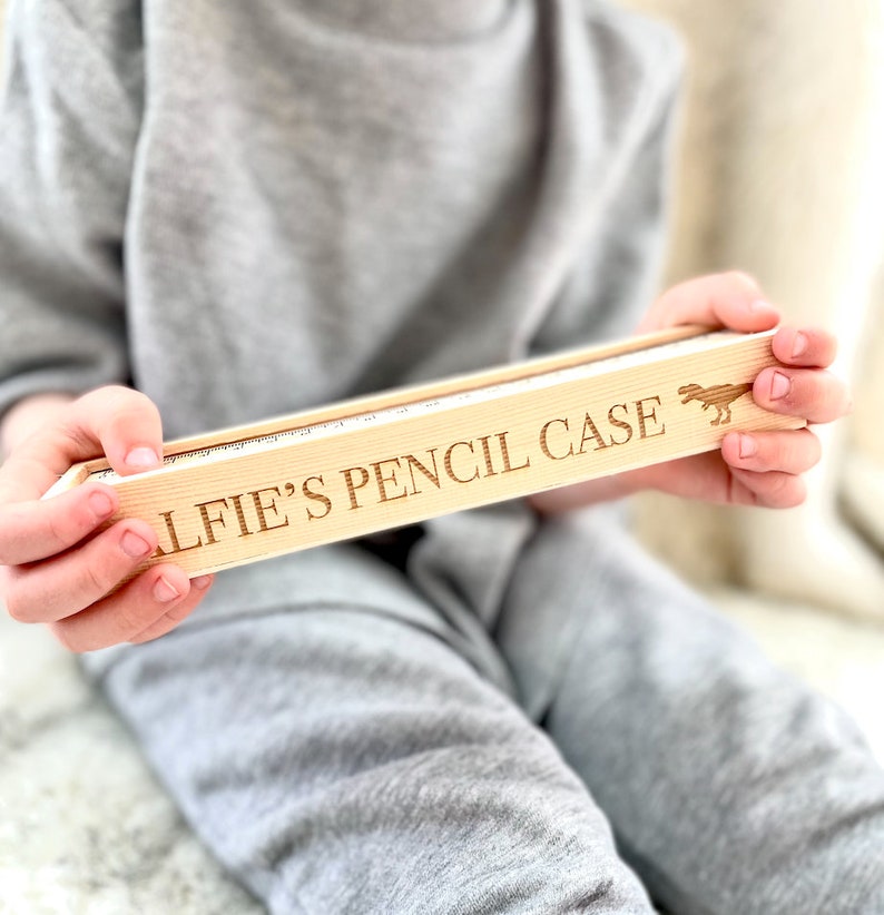 Personalised Wooden Pencil Case Set - Etsy UK