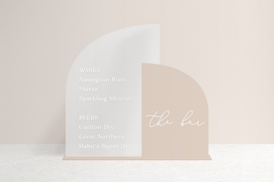 Acrylic Bar Sign Duo Half Arch - Etsy
