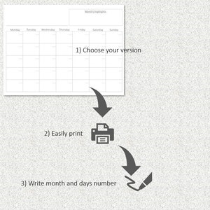 Blank Monthly Calendar Digital Download Printable Yearly - Etsy