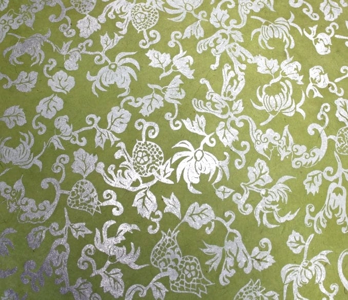 Handmade Lokta Paper Nepal Paper Wild Flower Red Gold Gift Wrapping ...