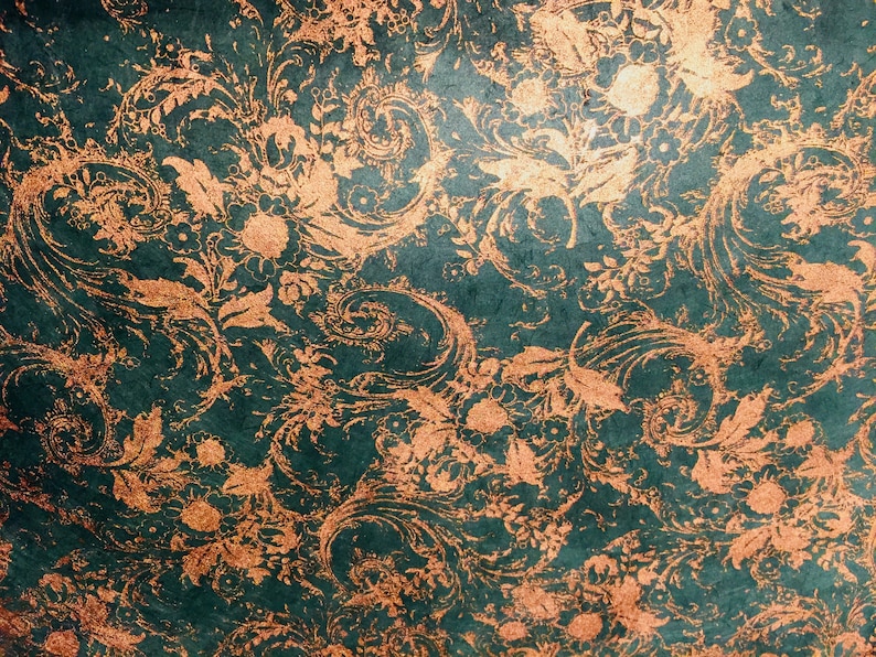 Handmade Lokta Paper Green Copper Swirls Gift Wrapping Paper Book ...