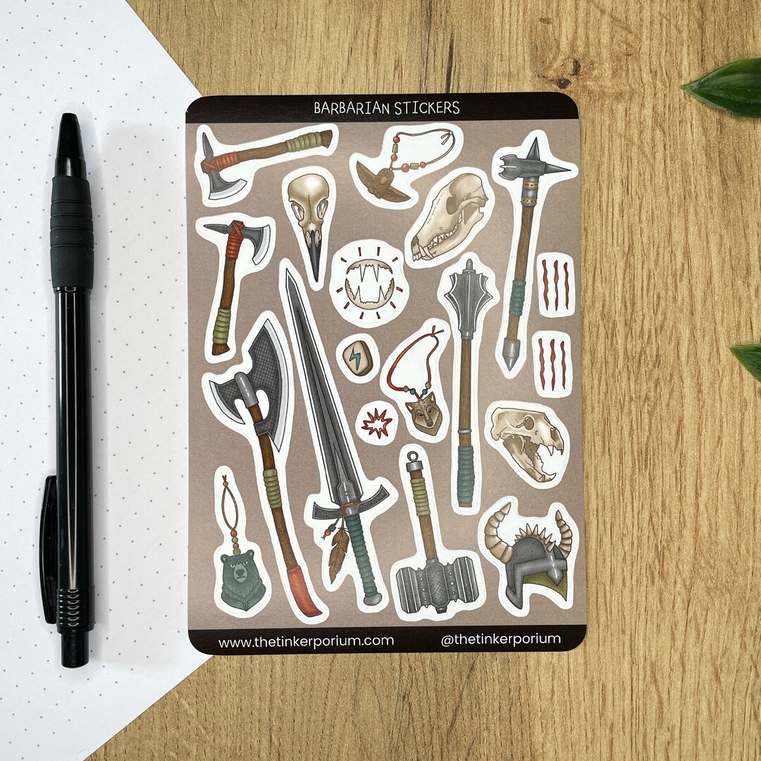 Barbarian A6 Sticker Set Decorative Stickers, Paper Stickers, Weapon ...