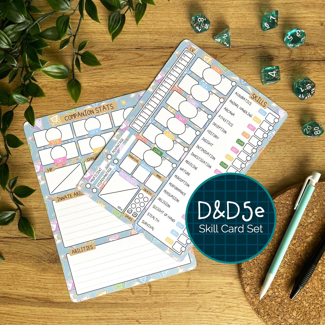 Adventurer's Life A5 D&d5e Skill Card Set Rollables Card, Ttrpg ...