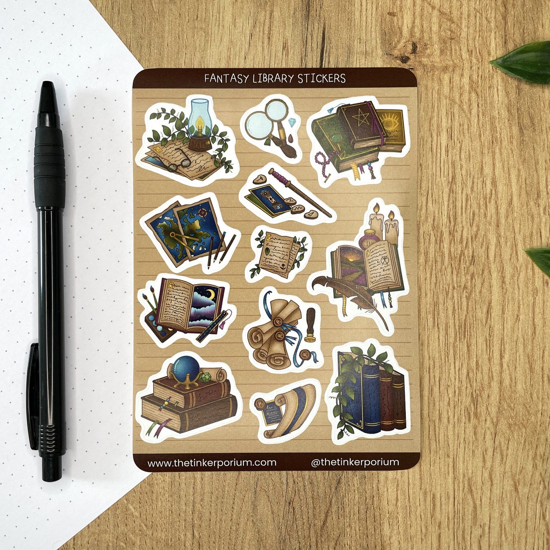 Fantasy Library A6 Sticker Set - Decorative Stickers, Paper Stickers ...