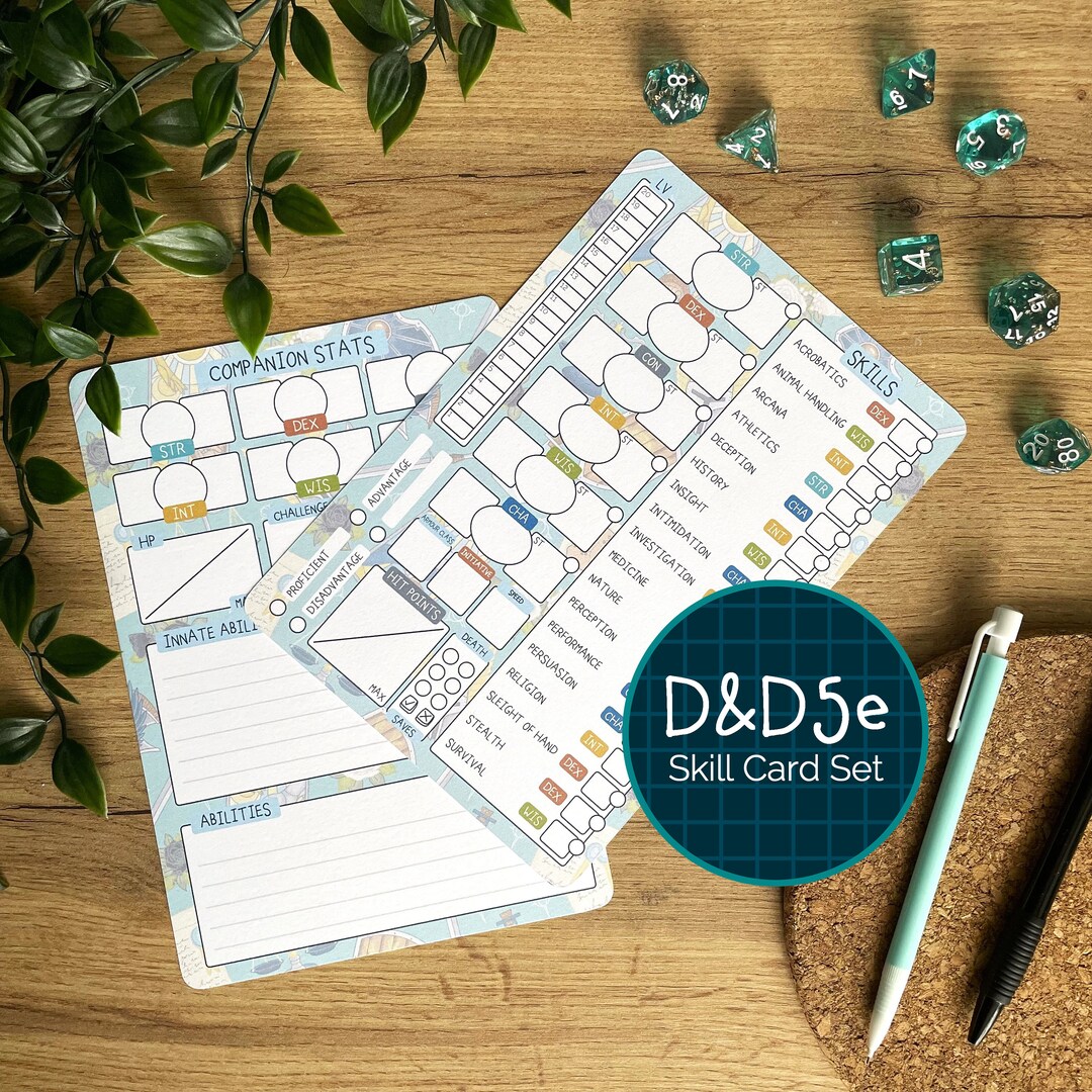 Paladin A5 D&d5e Skill Card Set Rollables Card, Ttrpg Specific Info ...