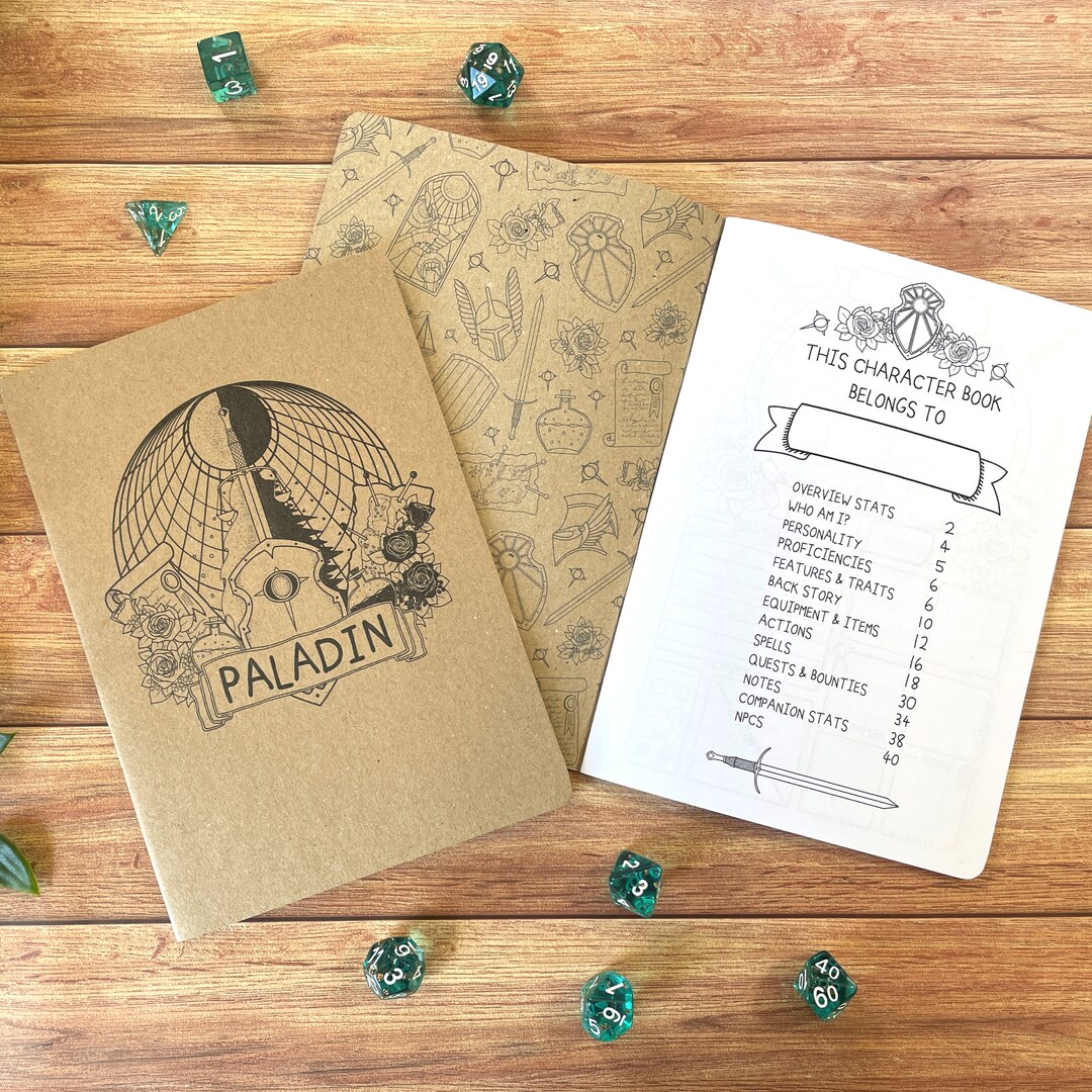Paladin Graphic A5 D&d5e Character Creation Book Handmade, Character ...