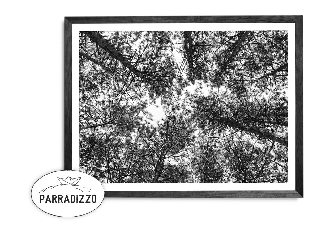 Black and White Tree Crowns Digital Print, Forest Instant Download Wall ...