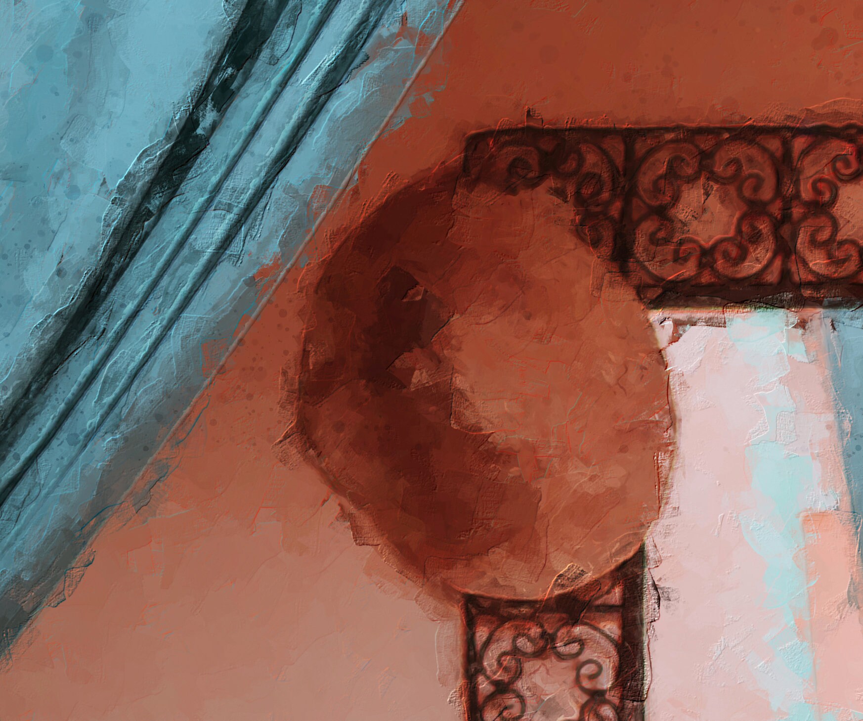 Moroccan House Riad Digital Print, Digital Painting Wall Art Download ...