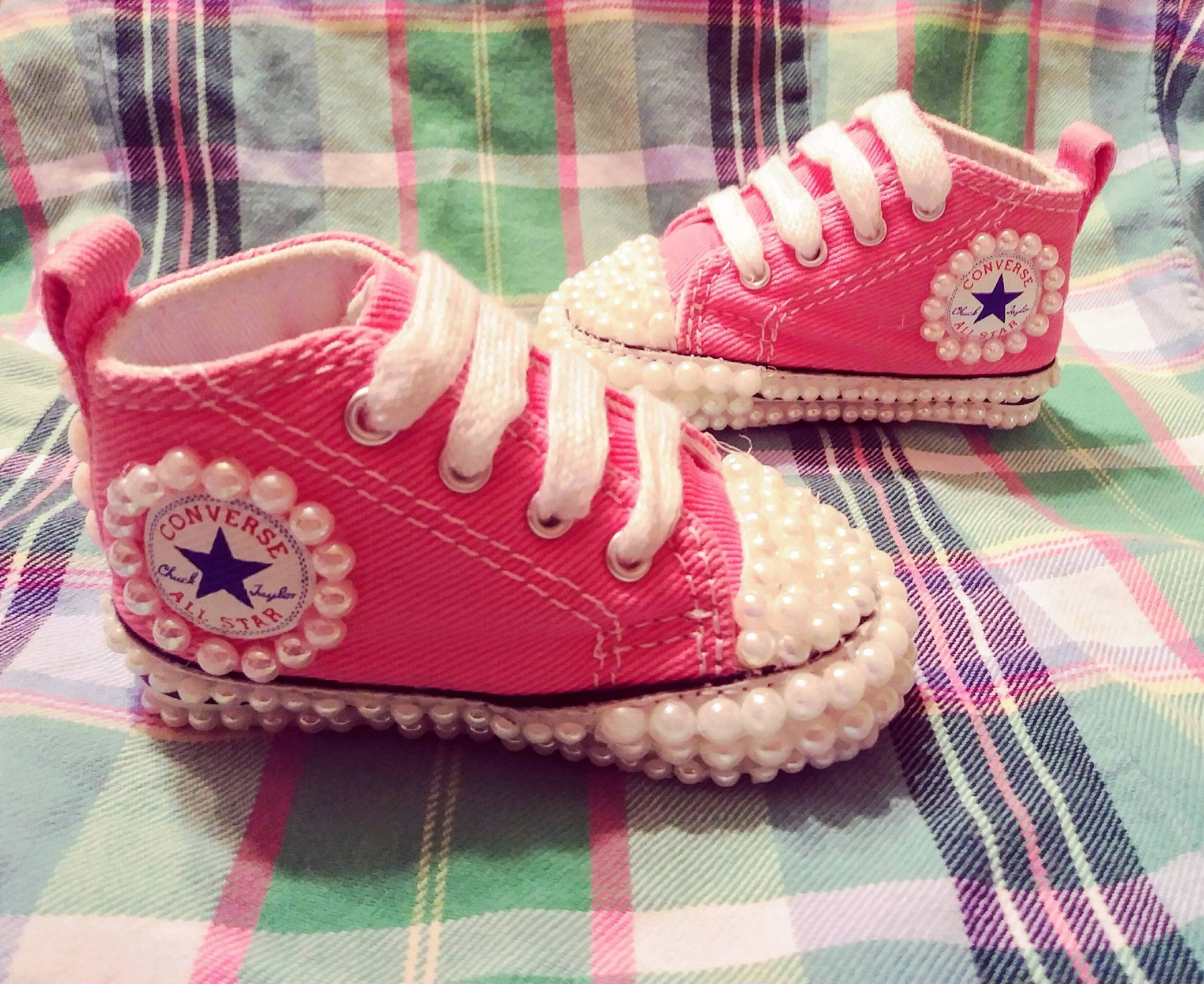 Be Mine, Pink Converse, Glitter and Pearls - Etsy