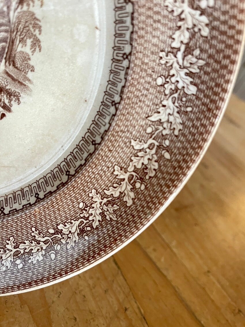 Antique Ironstone Brown Transferware Ironstone Plate - Etsy