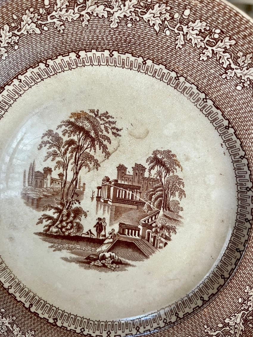 Antique Ironstone Brown Transferware Ironstone Plate - Etsy