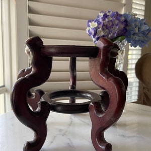 Ginger Jar Stand, Plant Stand, Wood Stand, Fishbowl Stand, Vintage Wood ...