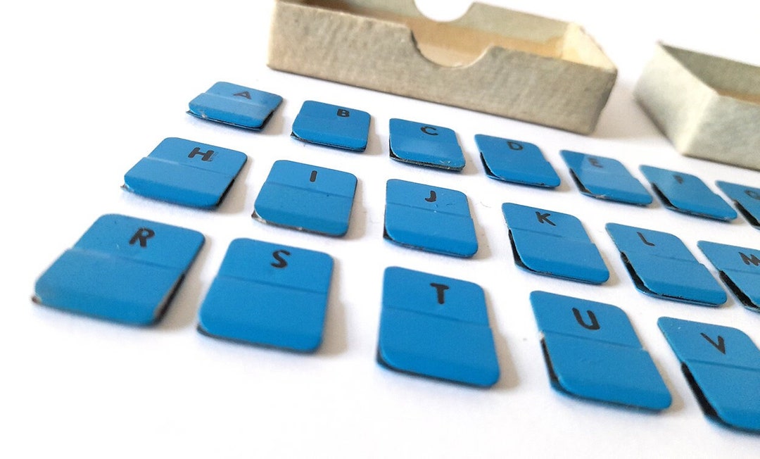 Vintage Complete Blue Alphabet Index Clips. Vintage Metal Adjustable ...