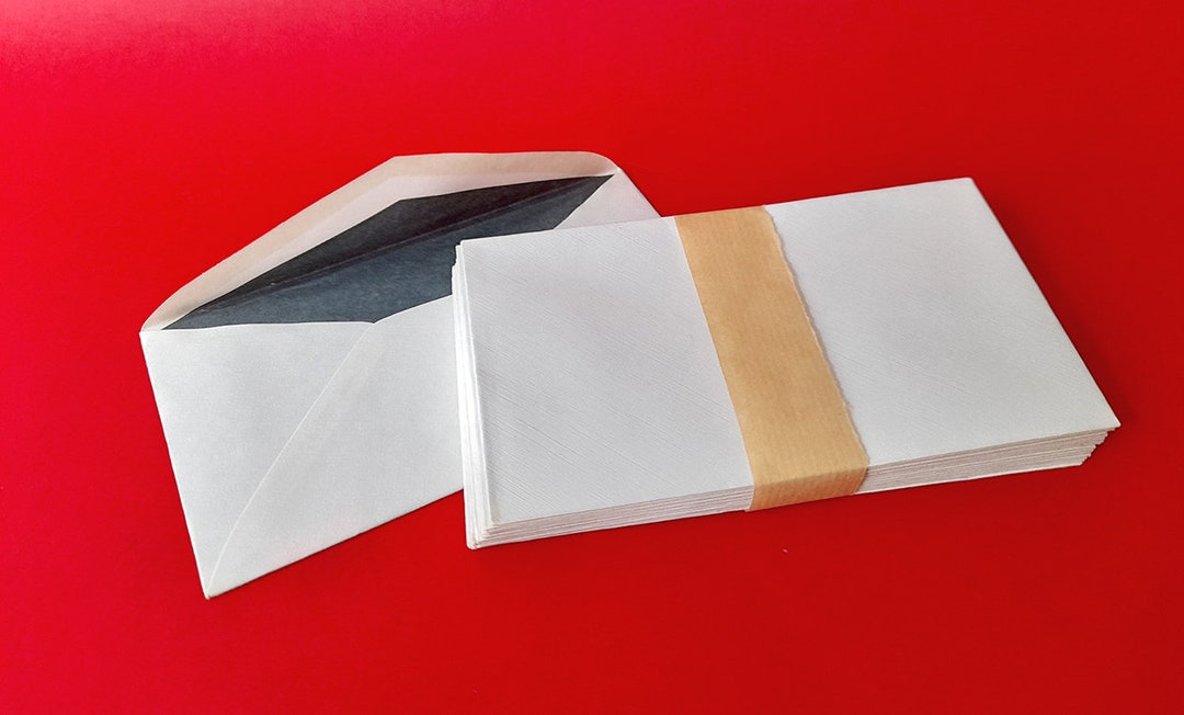Vintage Set of Fifteen Small White Envelopes and Dark Grey Interior ...
