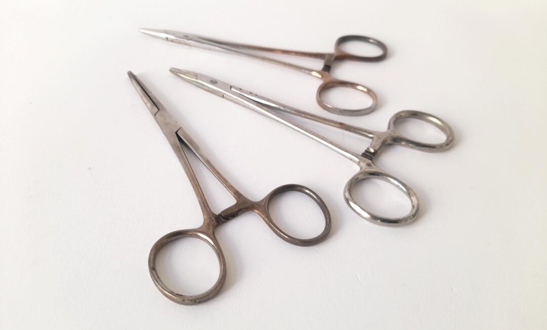 Set of Three (3) Different Vintage Surgery Hemostat Scissors. Medical ...