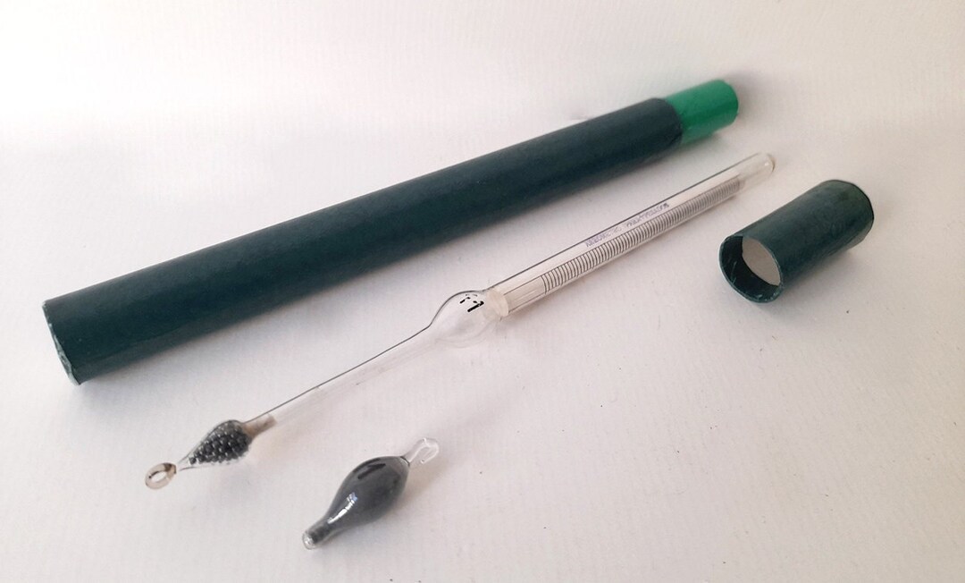 Antique Wine Glass Hydrometer in Green Paper Tube. Old Wine Glass ...