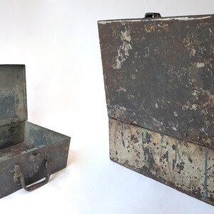 Very Old Rusty and Heavy Metal Box With Handle. Vintage Rectangular ...