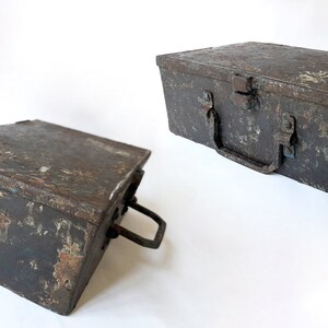 Very Old Rusty and Heavy Metal Box With Handle. Vintage Rectangular ...