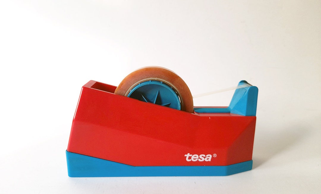 Vintage Large Red and Blue Tesa Tape Dispenser. Vintage Office Tesa ...
