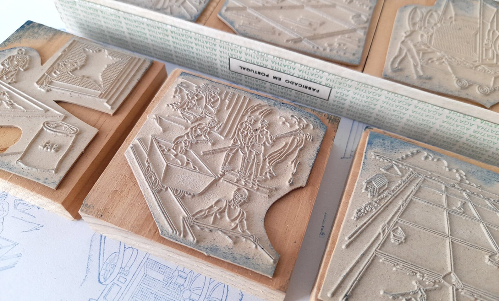 Vintage Salt Production Rubber Stamp Set, Portuguese School Box - Etsy