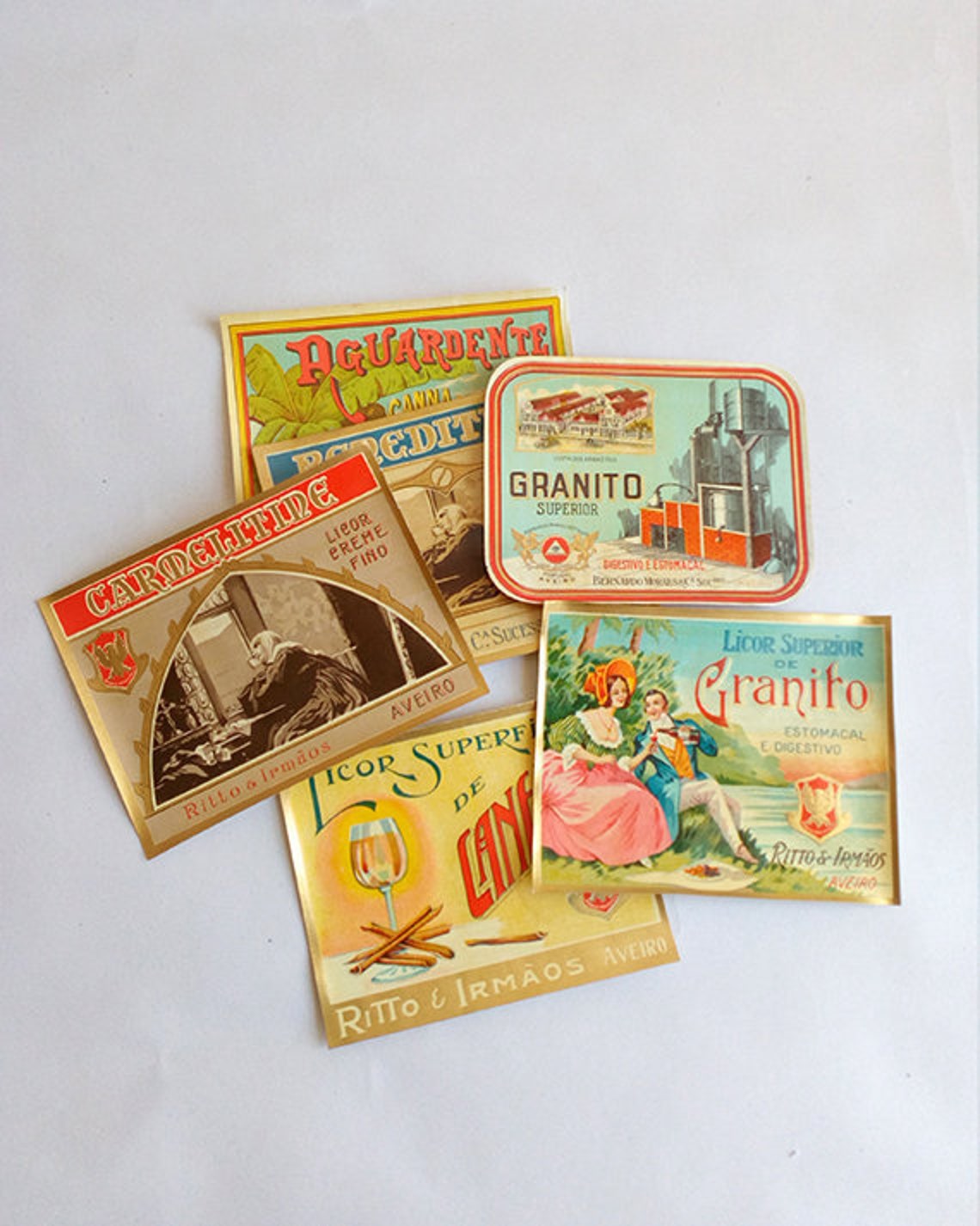 Set of Six Vintage New Liqueur and Brandy Bottle Labels. | Etsy