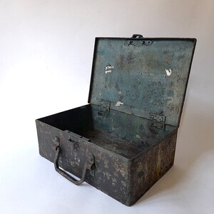 Very Old Rusty and Heavy Metal Box With Handle. Vintage Rectangular ...