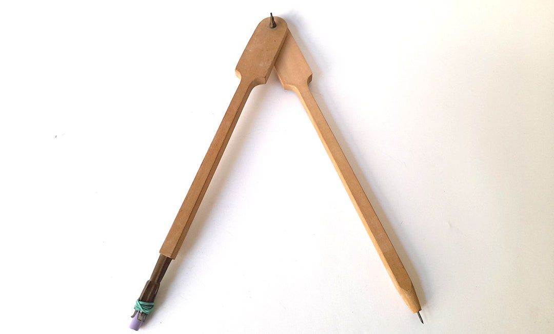 Antique and Rare and Large Wooden School Compass to Draw on the Board ...