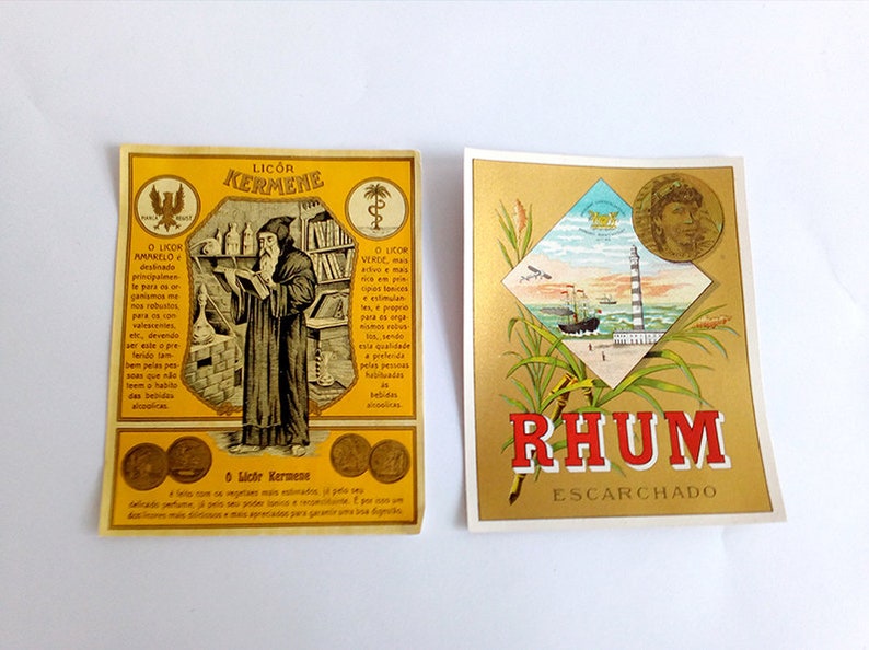 Set of Six Vintage New Liqueur and Rum Bottle Labels. Genuine - Etsy