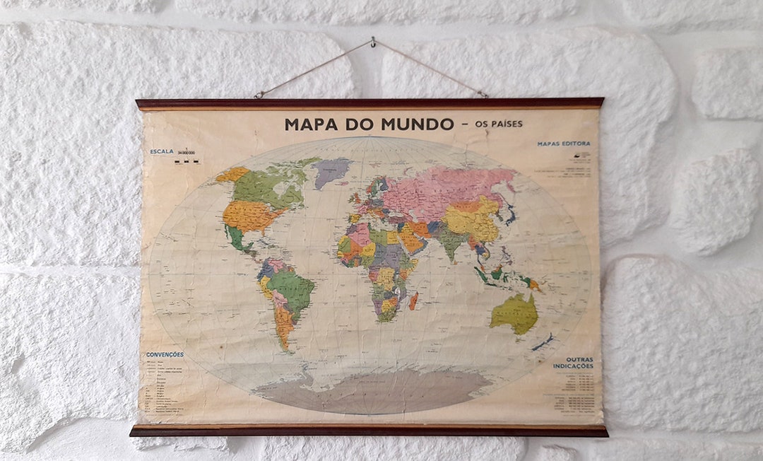 Original Old School Wall Planisphere. Original Vintage in Paper Over ...