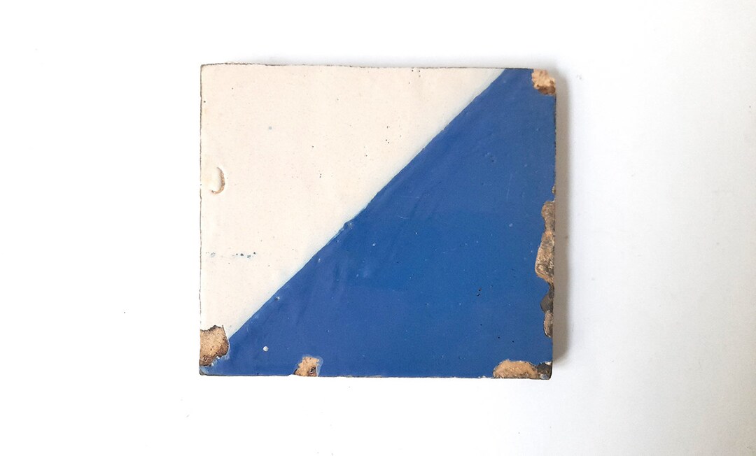Vintage Portuguese Tile in Blue Simple Geometric Pattern From 50's ...