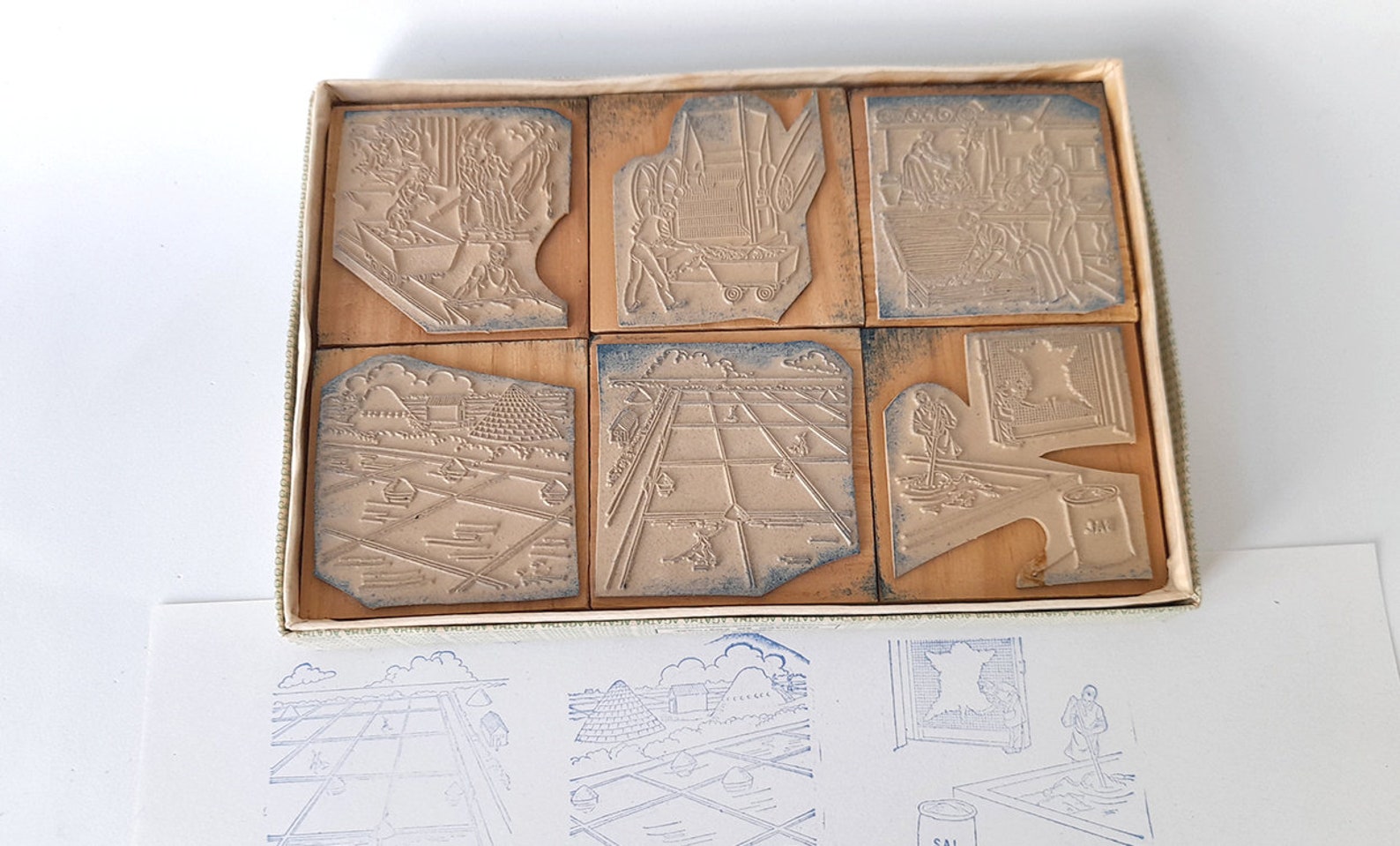 Vintage Salt Production Rubber Stamp Set, Portuguese School Box - Etsy