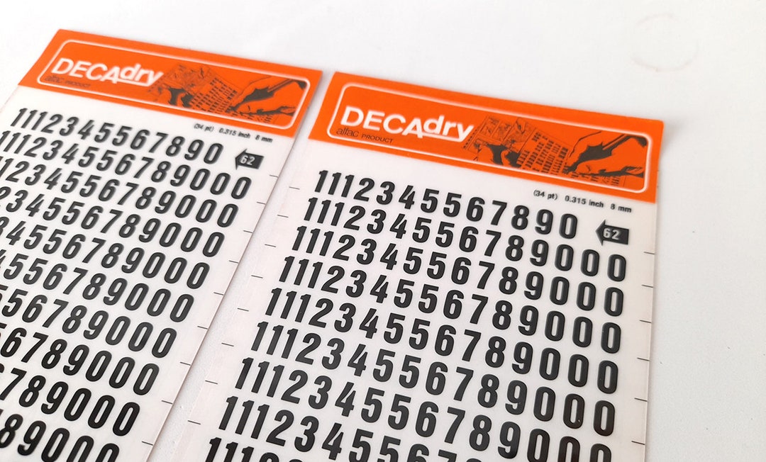 Vintage Set of Two Instant Rub Number Transfers From Decadry. Vintage ...