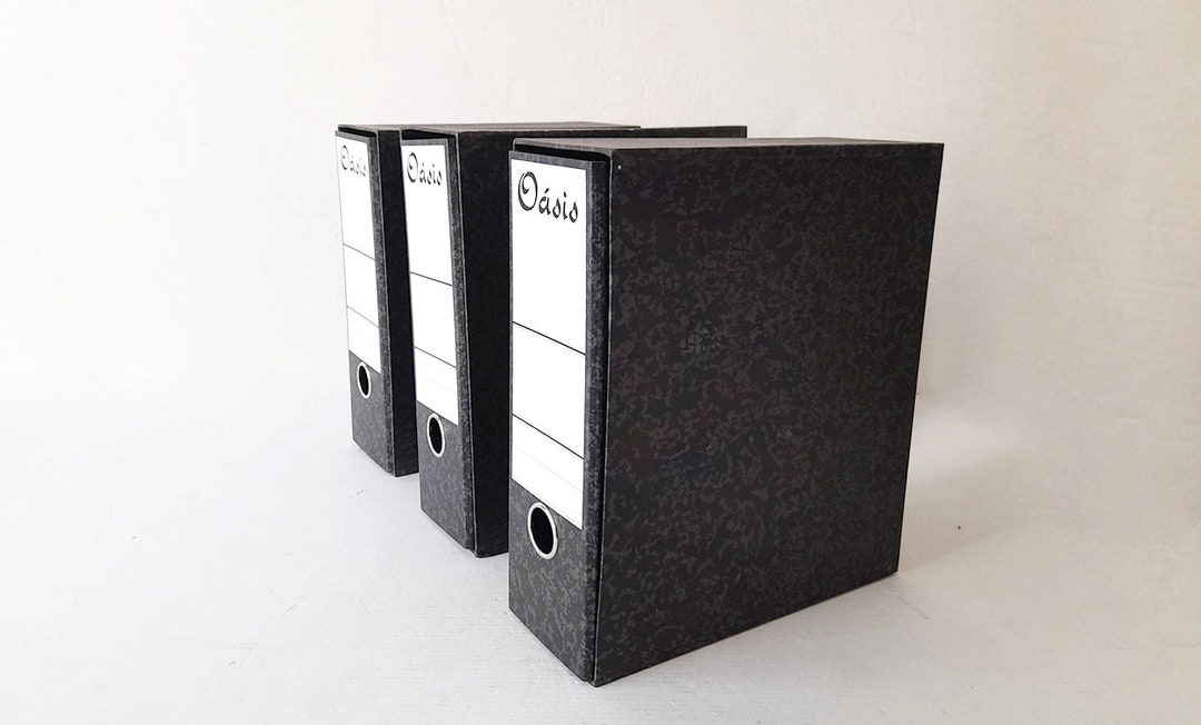 Vintage Black Cardboard File Dossier With Large Rings and Box. Vintage ...