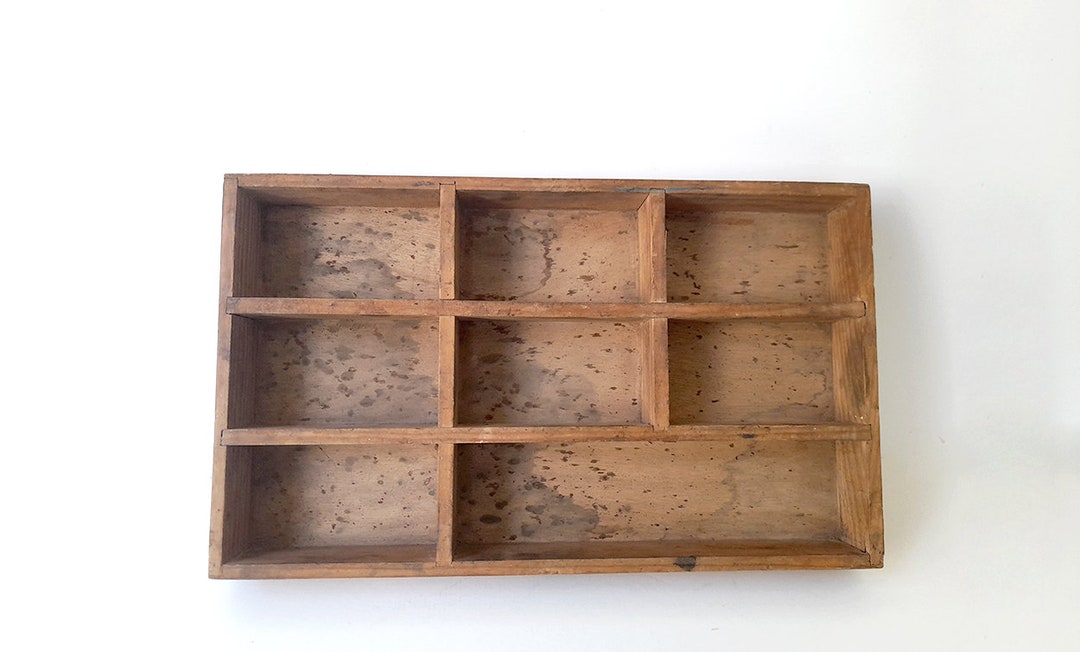 Vintage Wooden Box With Partitions. Vintage Wooden Long Box. Vintage ...