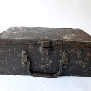 Very Old Rusty and Heavy Metal Box With Handle. Vintage Rectangular ...