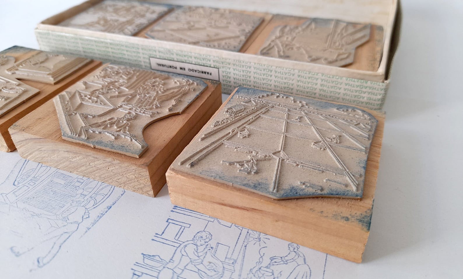 Vintage Salt Production Rubber Stamp Set, Portuguese School Box - Etsy