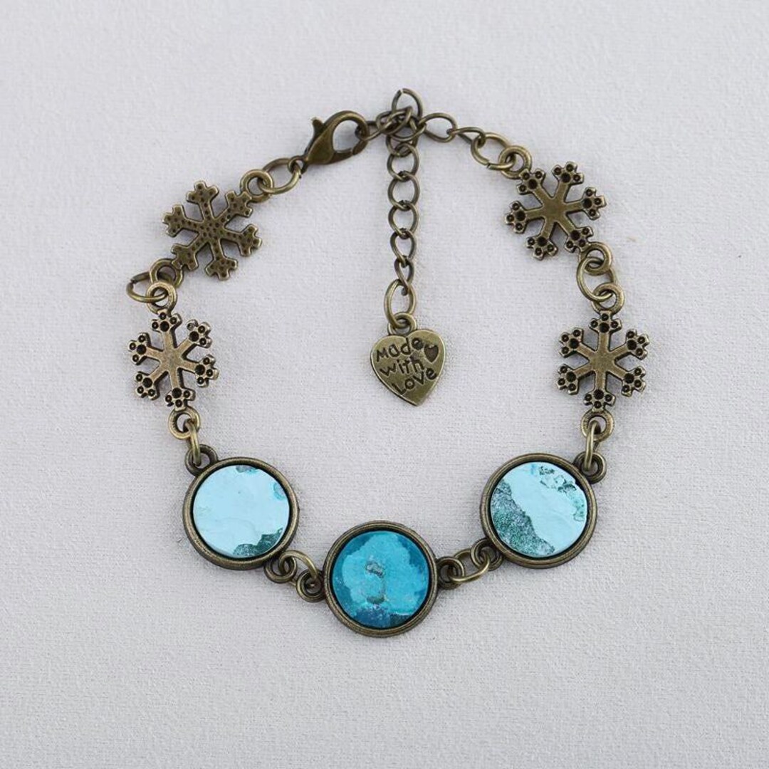 Vintage Style Snowflake Link Bracelet | Antiqued Copper Tone ...