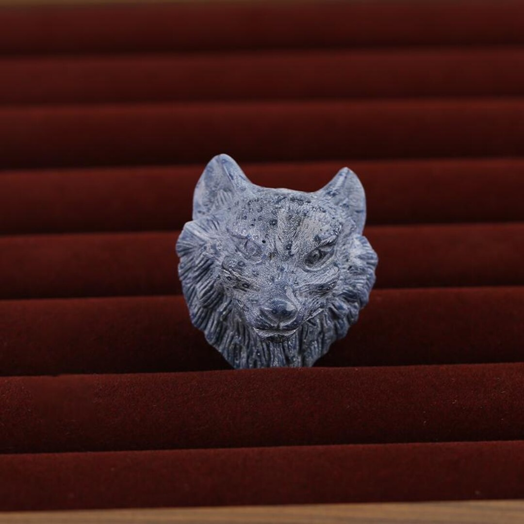 Battle Scarred Wolf Pendant, Hand Carved Blue Coral, Viking Spirit ...