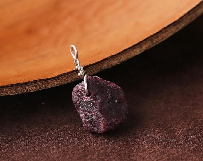 Natural Raw Ruby Pendant With Original Leather - Nugget Gemstone ...